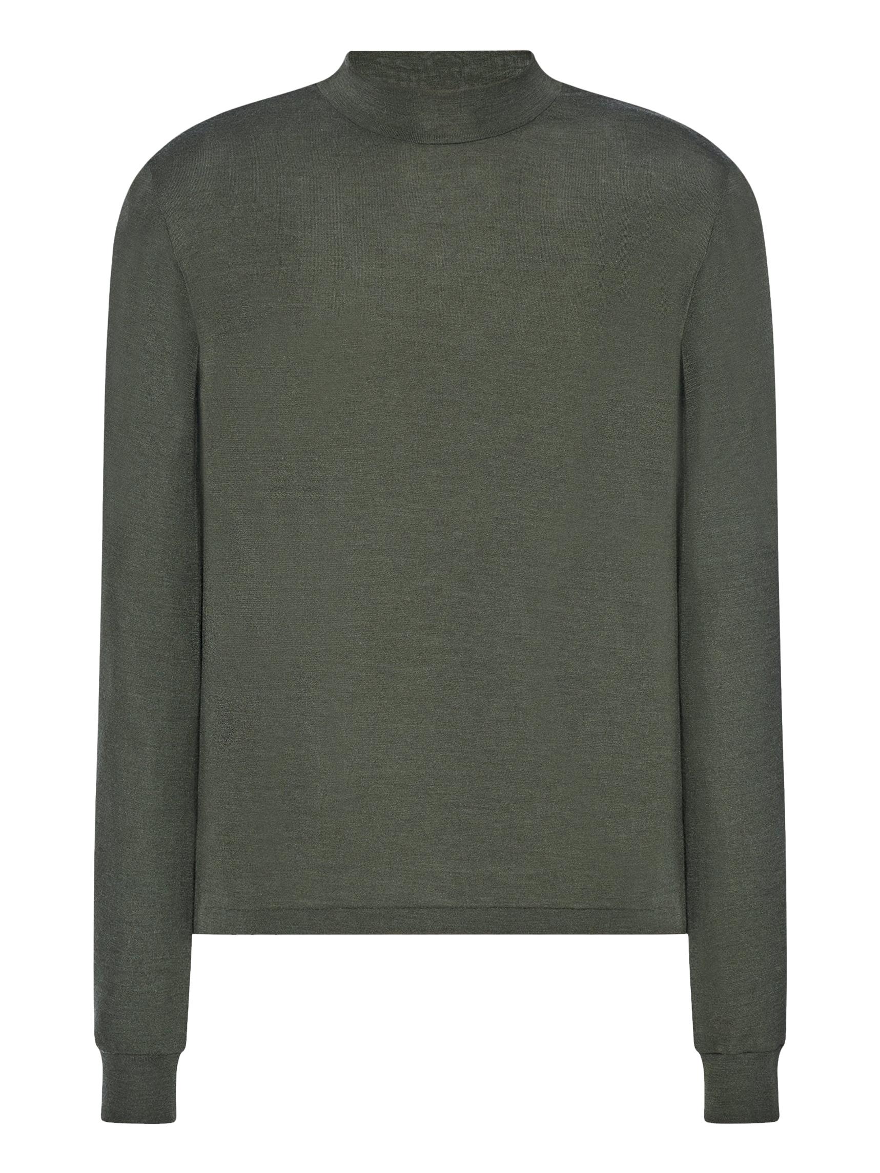 THE ROW The Row Maks Top - Long Sleeve Mock Neck Wool Silk Rib Knit